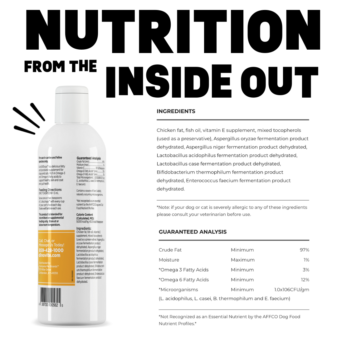 Lickochops | Omegas, Vitamins and Probiotics for Dogs | Dinovite